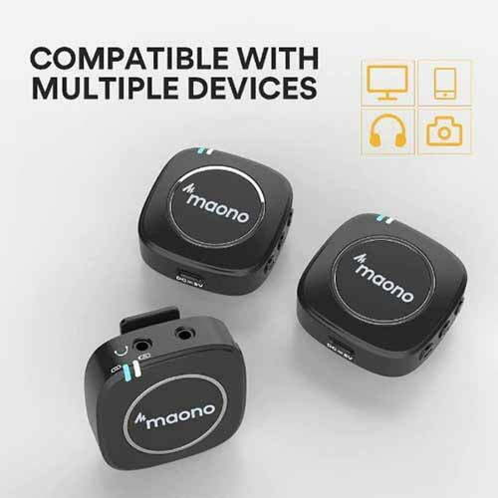 MAONO WM820 A2 Real-time Monitoring and Mute 2-Person Wireless Mic
