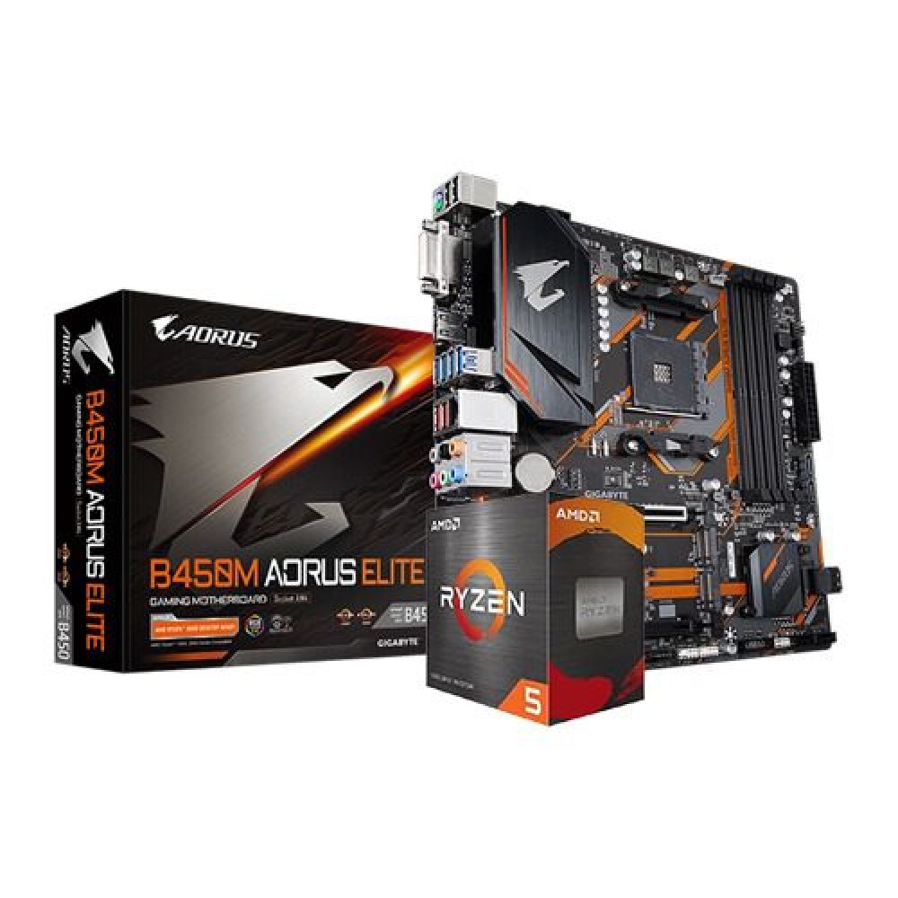 AMD RYZEN 5 5500 PROCESSOR & GIGABYTE B450M AORUS ELITE MOTHERBOARD Combo