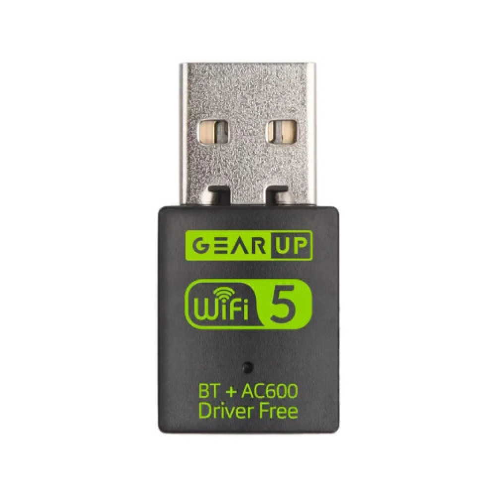 GearUP 600Mbps Dual-Band WiFi + Bluetooth Adapter | USB Network & BT Dongle